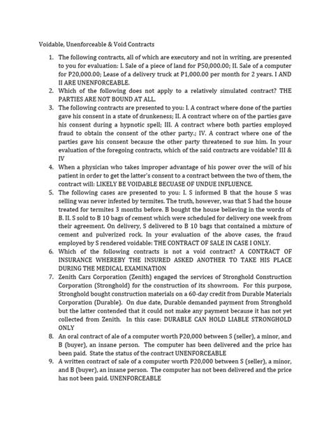 Blt Voidable Unenforceable Void Contracts Pdf