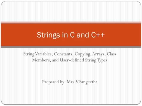 Strings In Cpp Strings In C Are Sequences Of Characters Used To