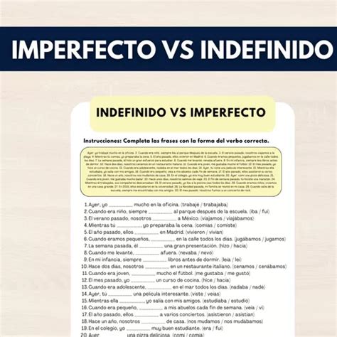 Indefinido Vs Imperfecto Material De La Siguiente Asignatura Español Para Extranjeros