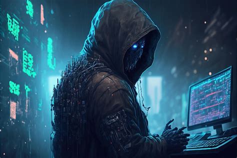 Premium Ai Image Wallpaper Portrait Character Hacker Hooded Man Technology Sci