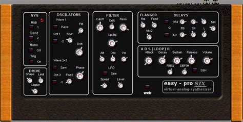easy pro six by easy toolz a freeware 6 voice synth module for windows pc