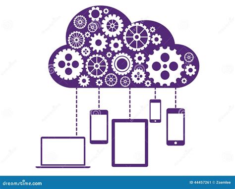Cloud Computing Flat Concept Stock Vector Illustration Of Technology Workstation 44457261