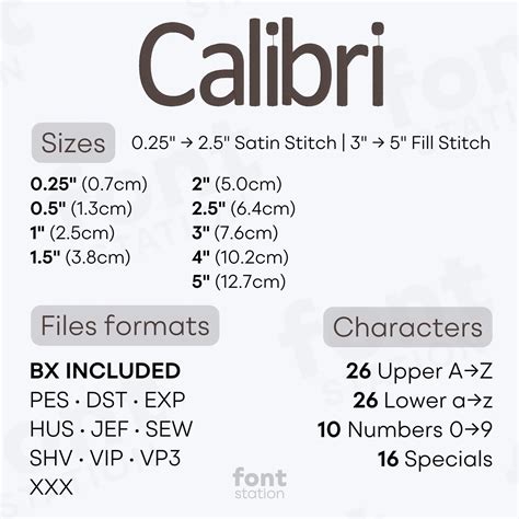 Calibri Embroidery Font Fontstation
