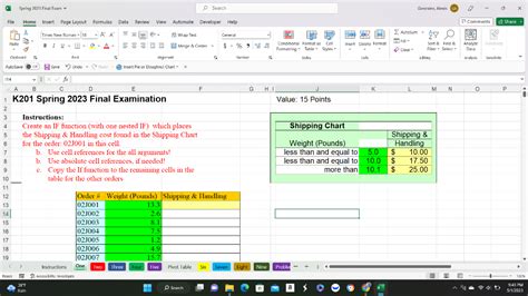 Solved Instructions Create An IF Function With One Nested Chegg Com
