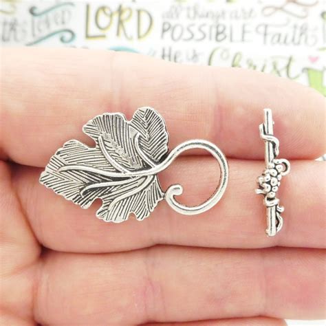 3 Sets Silver Leaf Toggle Clasp Large 37x22mm By Tijc Spt012 Etsy
