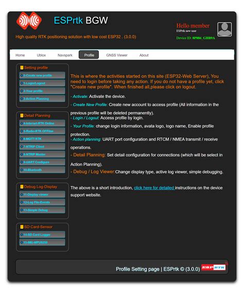 Tutorial Web Configure Mode Profile Tab Esprtk Esp32 Rtk