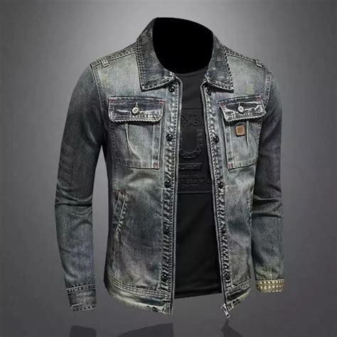 Chaqueta De Mezclilla Cl Sica Retro Para Hombre Ropa De Montar A Prueba