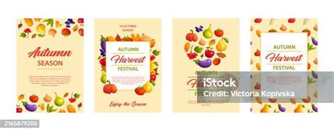추수 축제 포스터 세트입니다 농업 박람회를 위한 텍스트가 있는 배너 템플릿 야채 수확 벡터 일러스트 레이 션 가을에 대한 스톡 벡터 아트 및 기타 이미지 Istock