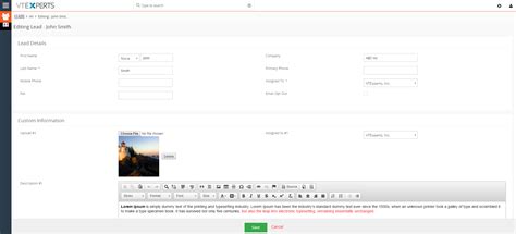 Vtiger Advanced Custom Fields Html Description Assigned To Upload
