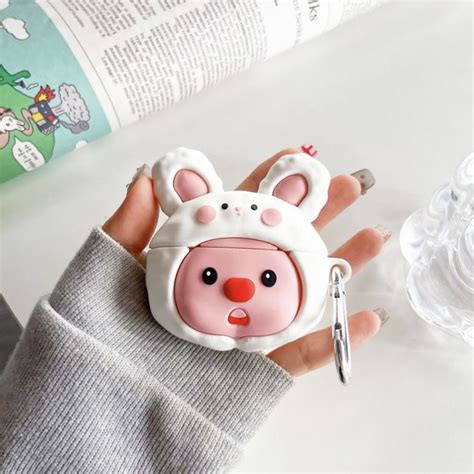 럽이즈윤 큐트 화이트 토끼 잔망루피 실리콘 에어팟케이스 커플케이스 우정케이스 생일선물 에어팟1세대 2세대 3세대 프로 프로2