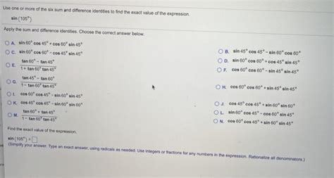 Solved Use One Or More Of The Six Sum And Difference Chegg Com