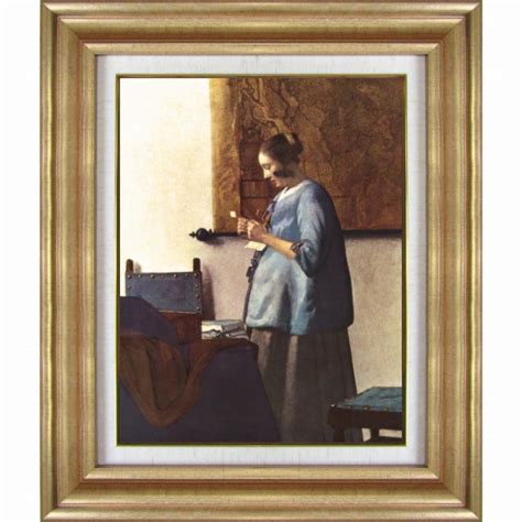 絵画 インテリア アート 壁掛け 額装 フェルメール 手紙を読む青衣の女 F6号 複製画 複製画 人物画 世界の名画 レター 新品 額付き