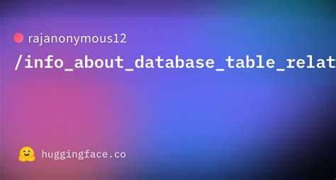 rajanonymous12 info about database table relation · datasets at hugging face