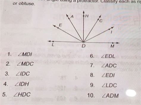 Classify Each Angle As Right Or Obtuse 1 Studyx