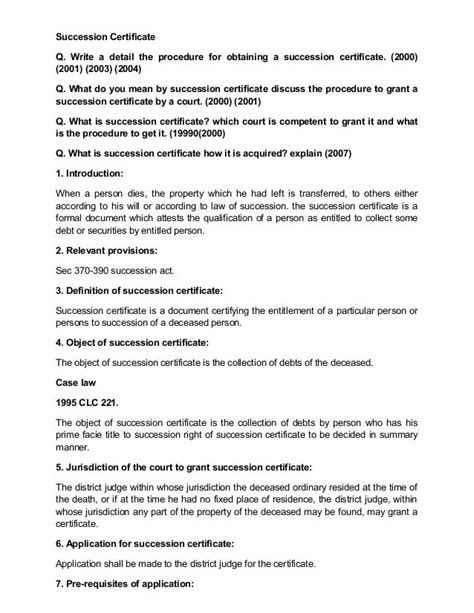 Succession Certificate