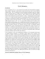 Understanding Cyclic Voltammetry In Inorganic Chemistry Course Hero