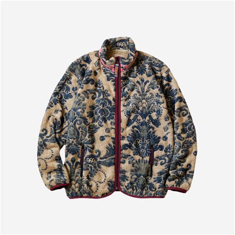 캐피탈 다마스크 패턴 마리아 플리스 집 블루종 베이지 Kapital Kream