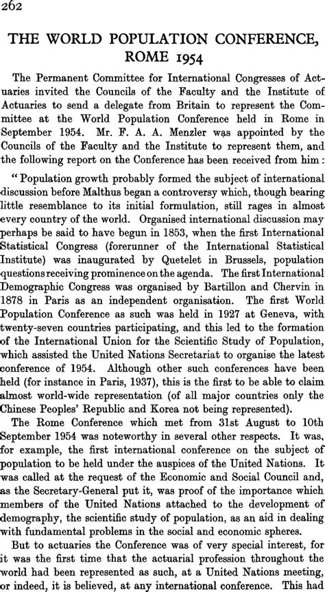 The World Population Conference Rome 1954 Transactions Of The Faculty Of Actuaries