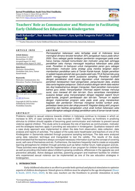 Pdf Teachers Role As Communicator And Motivator In Facilitating