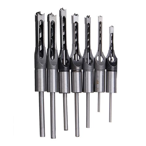 7pcs 6 12 7mm Square Hole Saw Drill Bit Set Mortising Chisel Twist Auger Drill Bits Sale