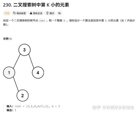 力扣230二叉搜索树中第k小的元素 知乎