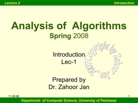 Analysis Algorithm Introduction Lecture 1 Ppt