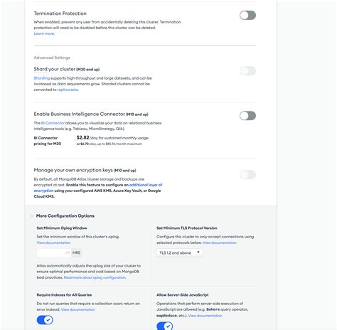 Is There Way To Set Termination Protection And Mandatory Index Settings