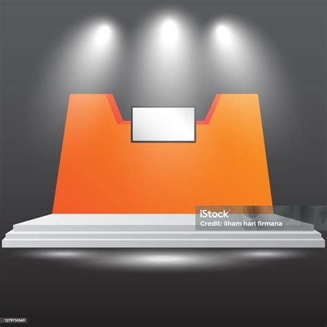 빈 Led 배경 화면과 이미지 공간을 갖춘 미니멀 한 3d 무대 공연 프리젠 테이션 전시회 3차원 형태에 대한 스톡 벡터 아트 및 기타 이미지 Istock