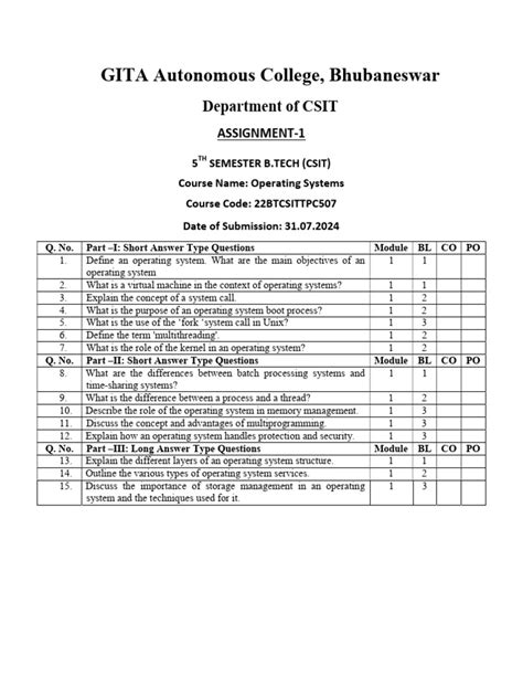 Operating System Assignment 1 Pdf