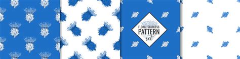 꽃 의 식감을 설정 합니다 꽃무늬 블루와 화이트 이음새가 있는 매끄러운 패턴 스코틀랜드 헤럴드 기호 섬유 인쇄입니다 빈티지 장식