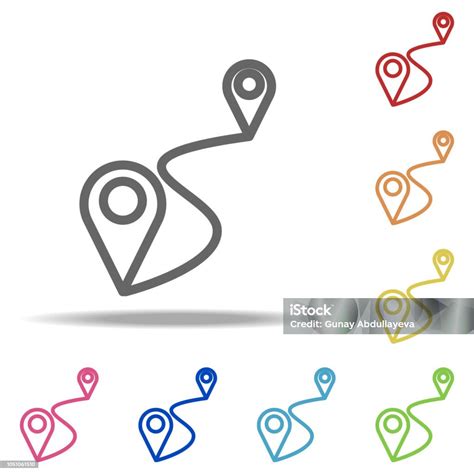 2 개의 핀 아이콘의 연결입니다 멀티에서 탐색의 요소 아이콘 색깔 정보 그래픽 모바일 응용 프로그램 웹 디자인 웹 사이트에 대 한 간단한 아이콘 다양에 대한 스톡 벡터 아트