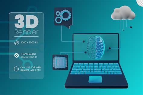 ilustración 3d de aprendizaje automático archivo psd premium