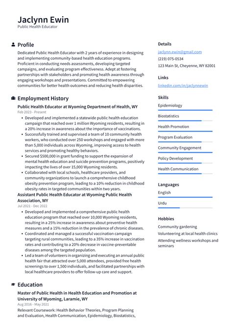 Top 17 Public Health Educator Resume Objective Examples