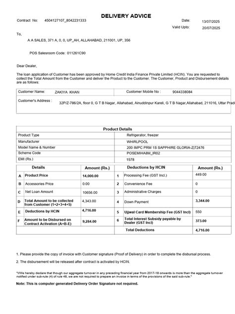 Delivery Advice 1752405385505 Pdf Business Payments