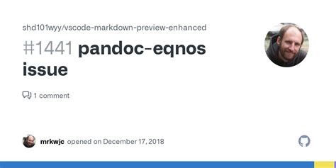 Pandoc Eqnos Issue · Issue 1441 · Shd101wyyvscode Markdown Preview