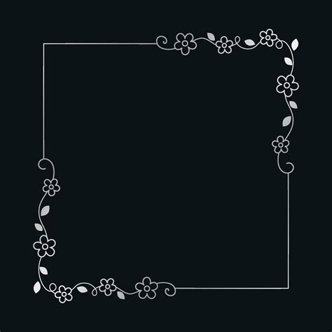Silver Floral Square Frame Elegant Line Border Leaves And Flowers Wedding Invitation And