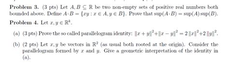 Solved Problem 3 3 Pts Let A B R Be Two Non Empty Sets