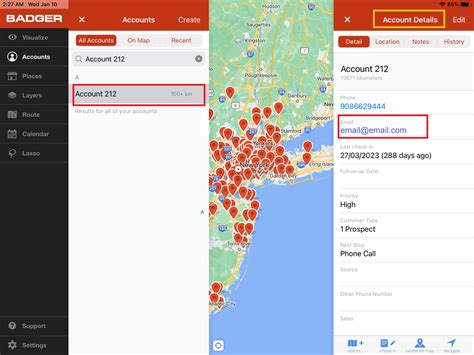 How To Send An Email Using Badger Maps Ipad Badger Maps