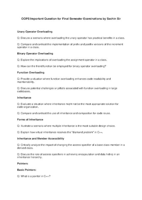 Oops Important Questions Q Compare And Contrast The Implementation