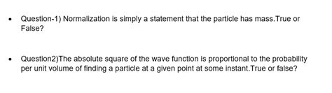 Solved Question Normalization Is Simply A Statement That Chegg