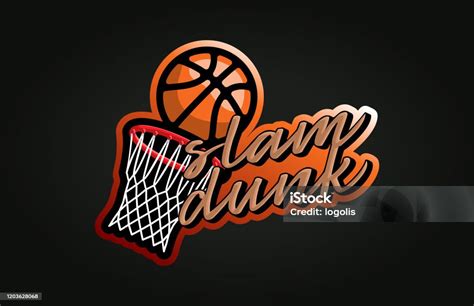 벡터 타이포그래피 농구 슬램 덩크 스포츠 복고풍 스타일의 스티커 엠블럼 및 템플릿 로고 디자인 옷 카드 배지 아이콘 엽서 배너 태그 스티커 인쇄에 대한 재미있는 인사말 T