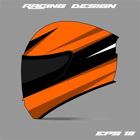 오렌지 컬러 스포츠 레이싱 헬멧 템플릿 벡터 디자인 프리미엄 벡터