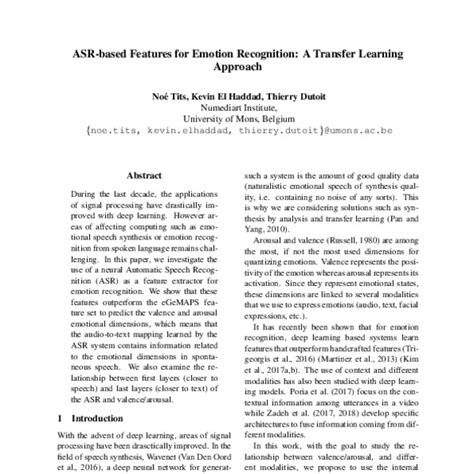 Asr Based Features For Emotion Recognition A Transfer Learning Approach Acl Anthology