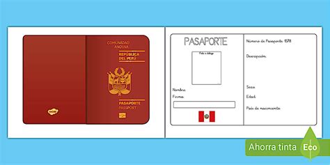 Plantilla Pasaporte Peruano Para Completar Guía De Trabajo