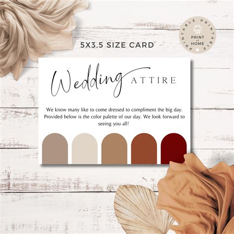 Wedding Color Palette Card Editable Wedding Dress Code Card Canva Dress Code Color Wedding