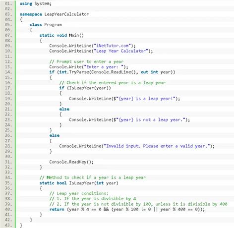 Leap Year Calculator In C INetTutor Com