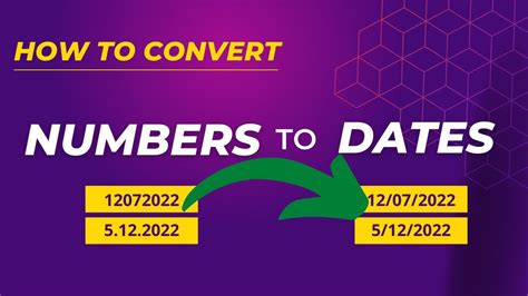 How To Convert Numbers To Dates Youtube