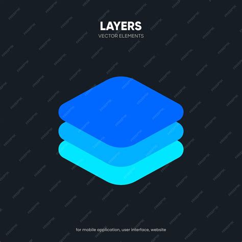 레이어 아이콘 흰색 배경에 쌓인 3단계 Ui Ux 웹 사이트 또는 모바일 앱의 레이어 기호 프리미엄 벡터