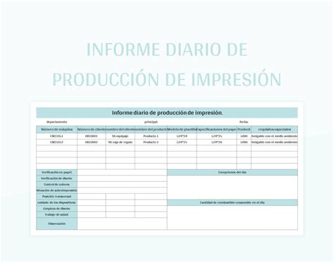 Plantillas Informe Diario De Producción Para Excel Gratis Y Hojas De