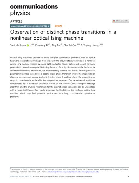 Pdf Observation Of Distinct Phase Transitions In A Nonlinear Optical Ising Machine